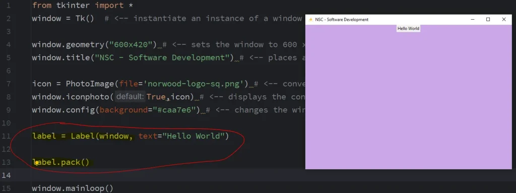 Tkinter – labels | NSCVCE